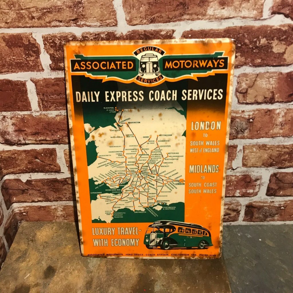 VINTAGE SIGN – ASSOCIATED MOTORWAYS – #3461 | Matts Automobilia
